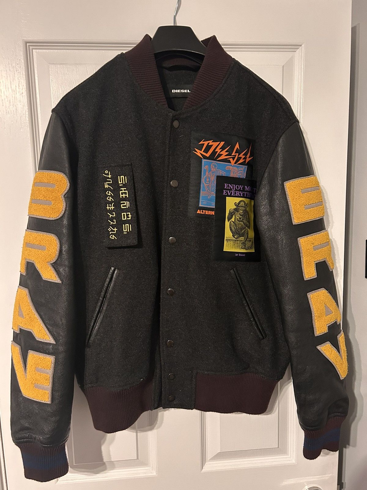 Diesel Leather Diesel brave varsity jacket | Grailed