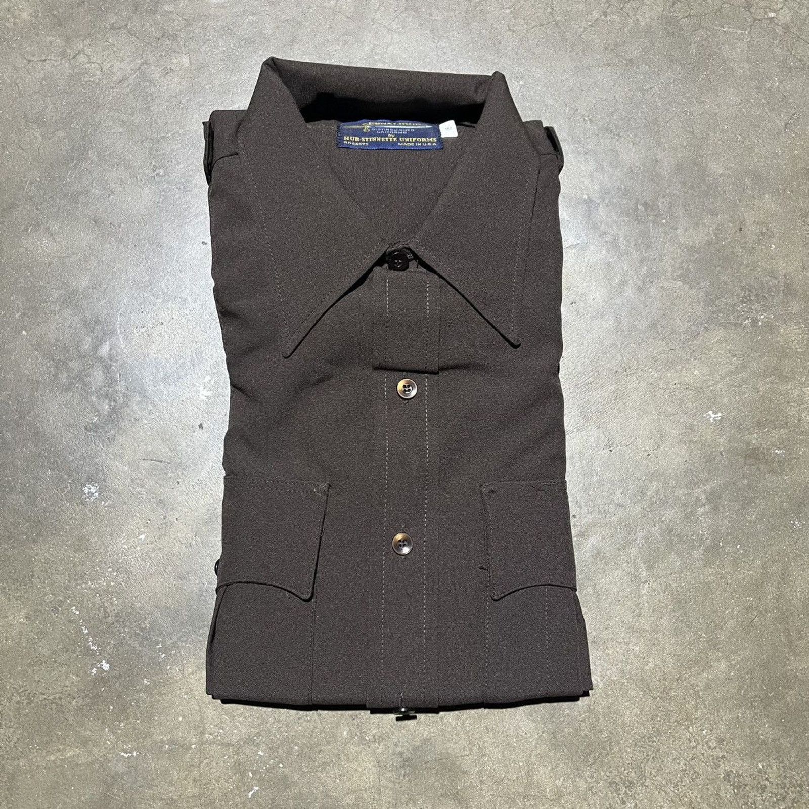 Vintage NOS Vintage 70s Hub Uniforms Brown Police Button Up Shirt | Grailed