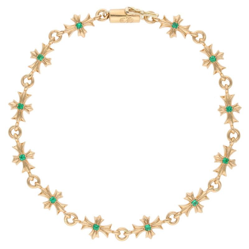Chrome Hearts Emerald 22k Gold Tiny E CH Plus Bracelet | Grailed