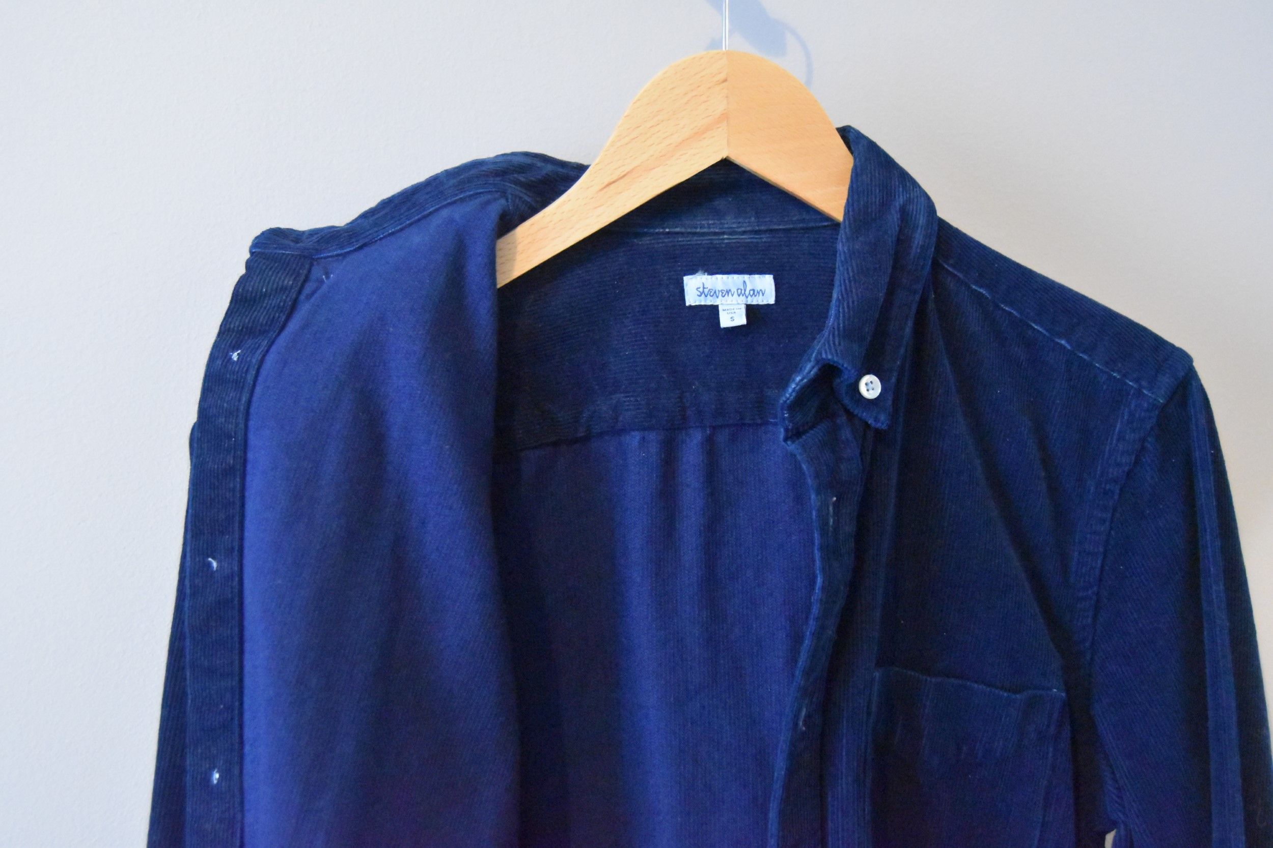 Steven Alan Steven Alan MiUSA indigo overdyed thick corduroy shirt ...