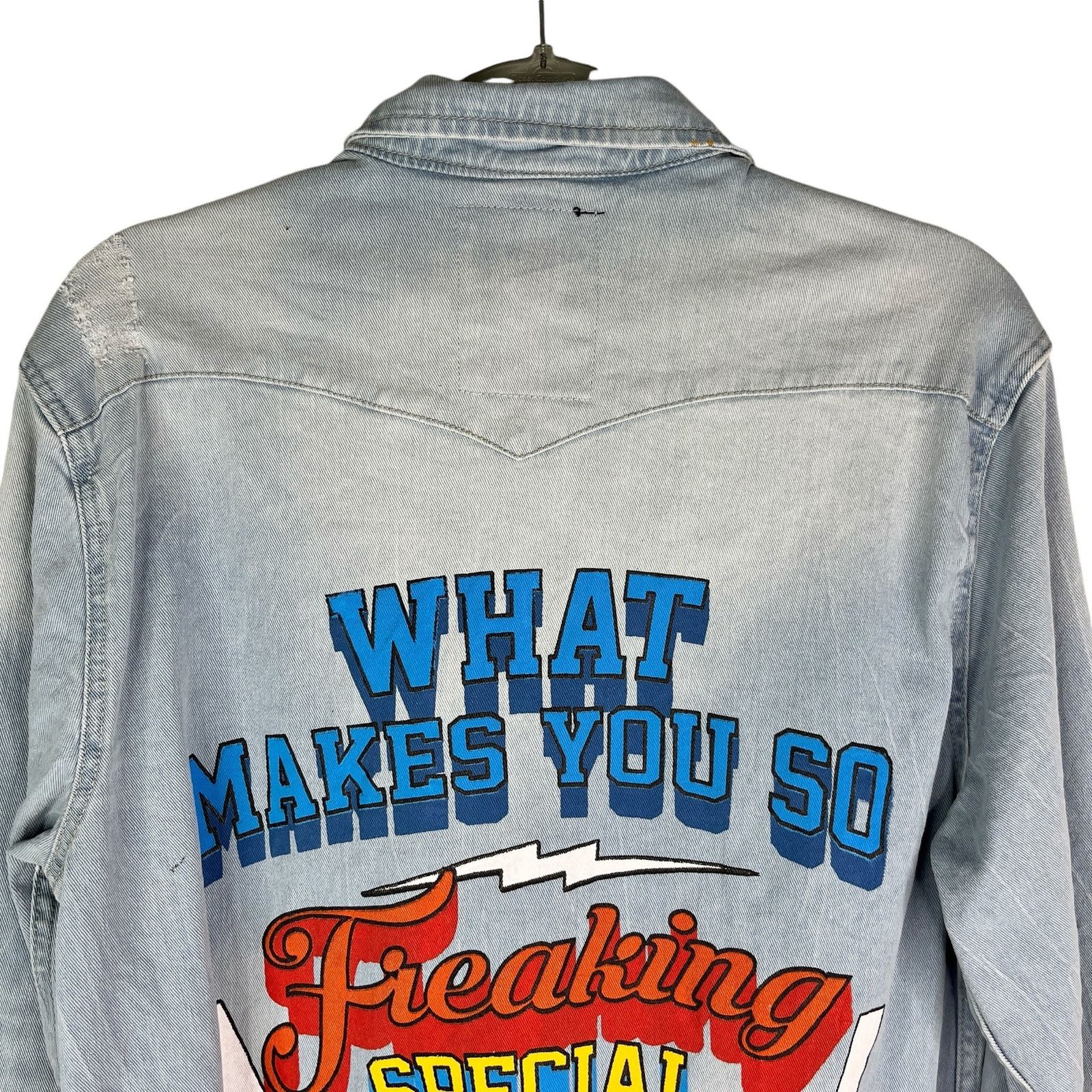 Other Copper Rivet Light Blue Denim Shirt Snap Graphic Prints L | Grailed