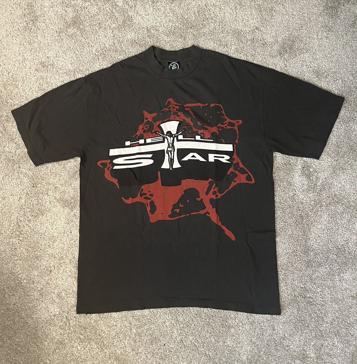 HELLSTAR Hellstar Jesus Emblem T-Shirt Grey | Grailed