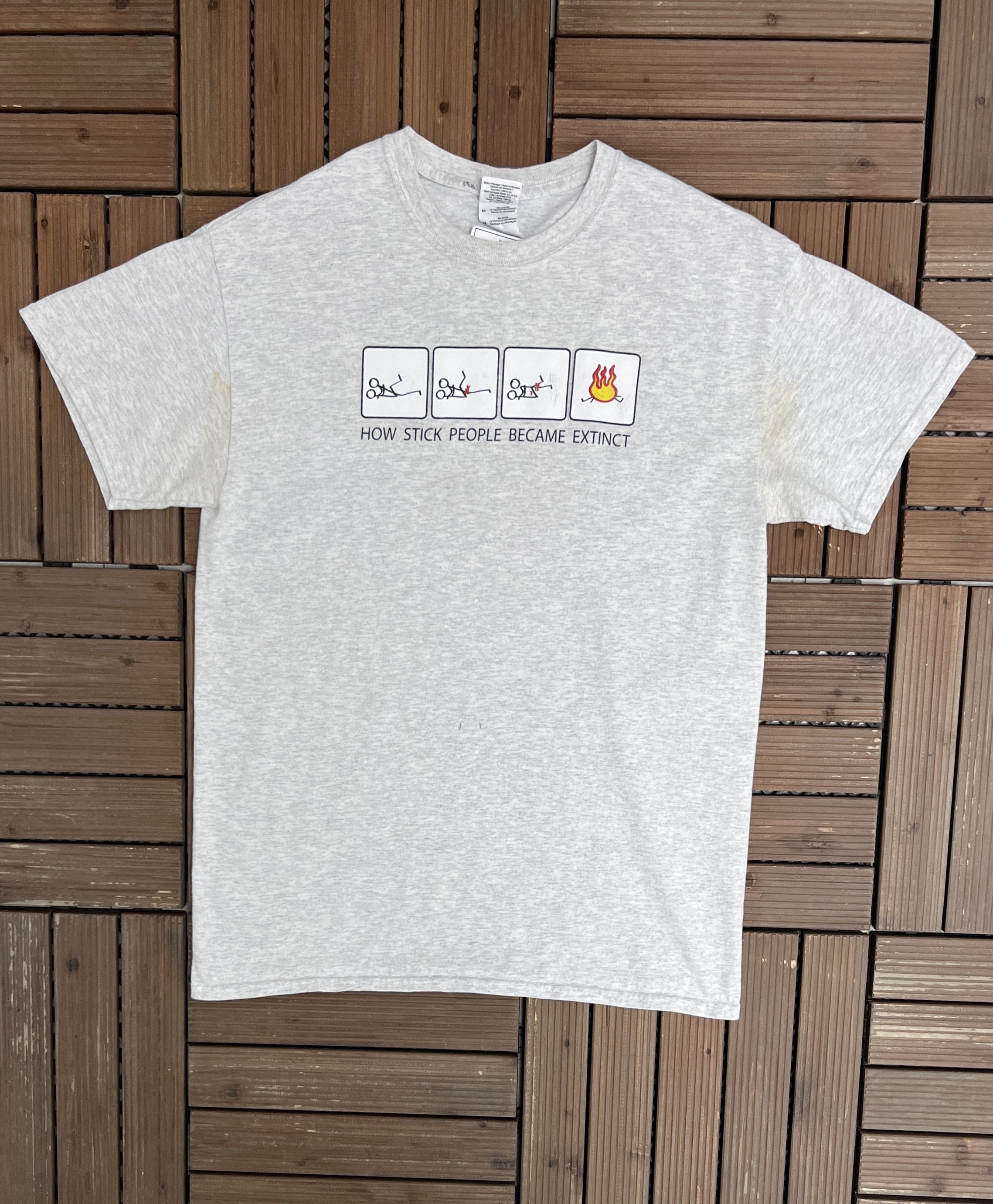 Vintage How Stick People Became Extinct Vintage Y2K T-Shirt Tee | Grailed