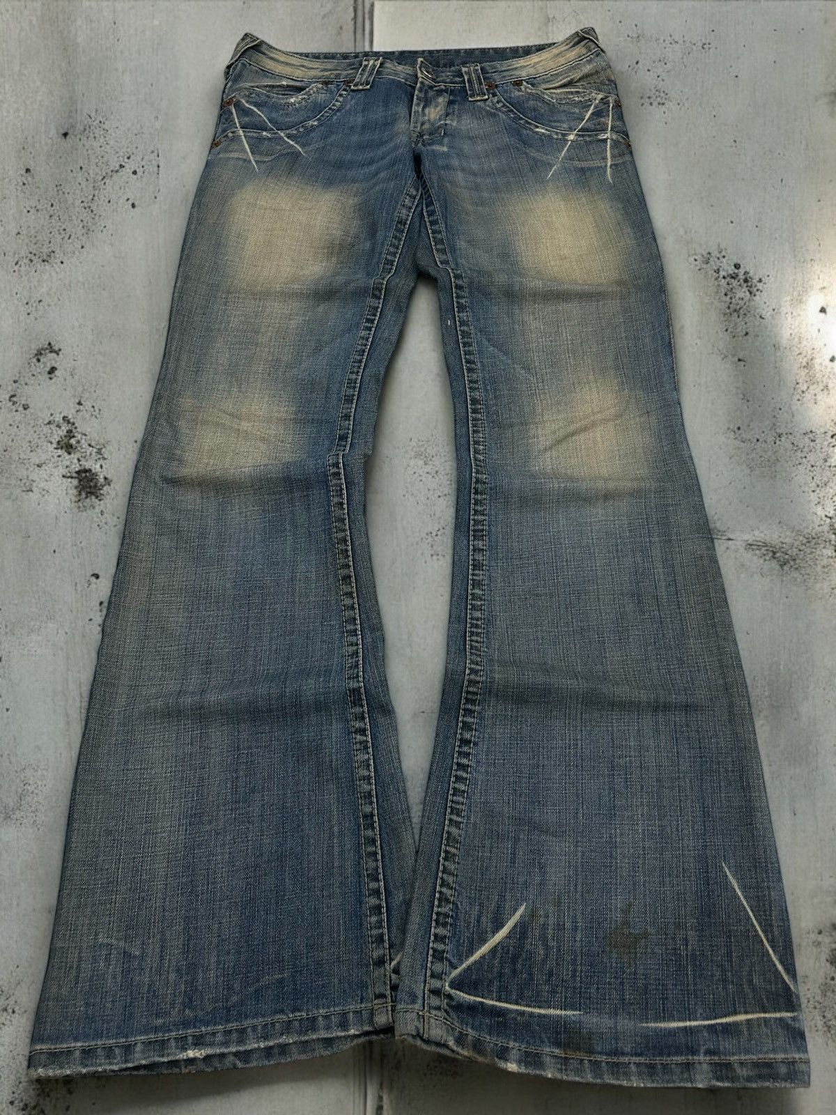 Hysteric Glamour Pep Jean Flare Mud Washed Clawn Mark Distressed Low ...