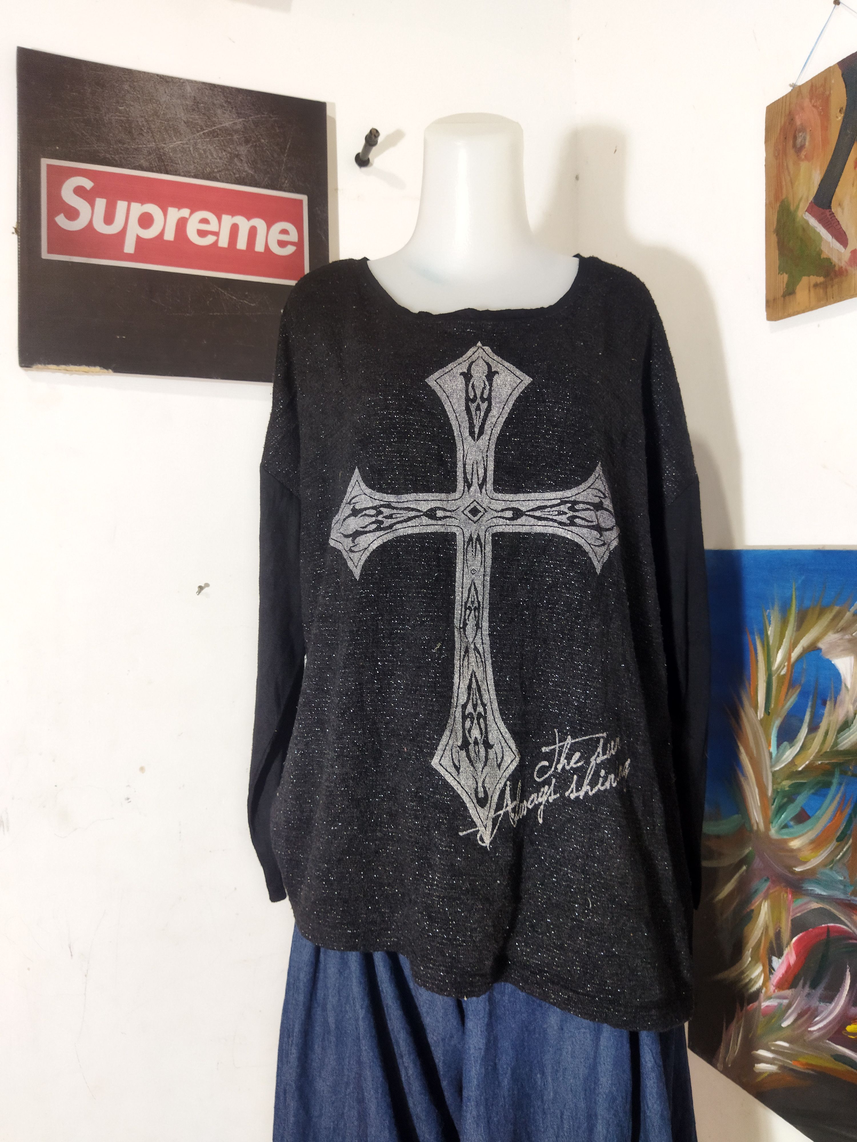 Vintage Cornflake Christ Cross glitter long sleeve t-shirts | Grailed