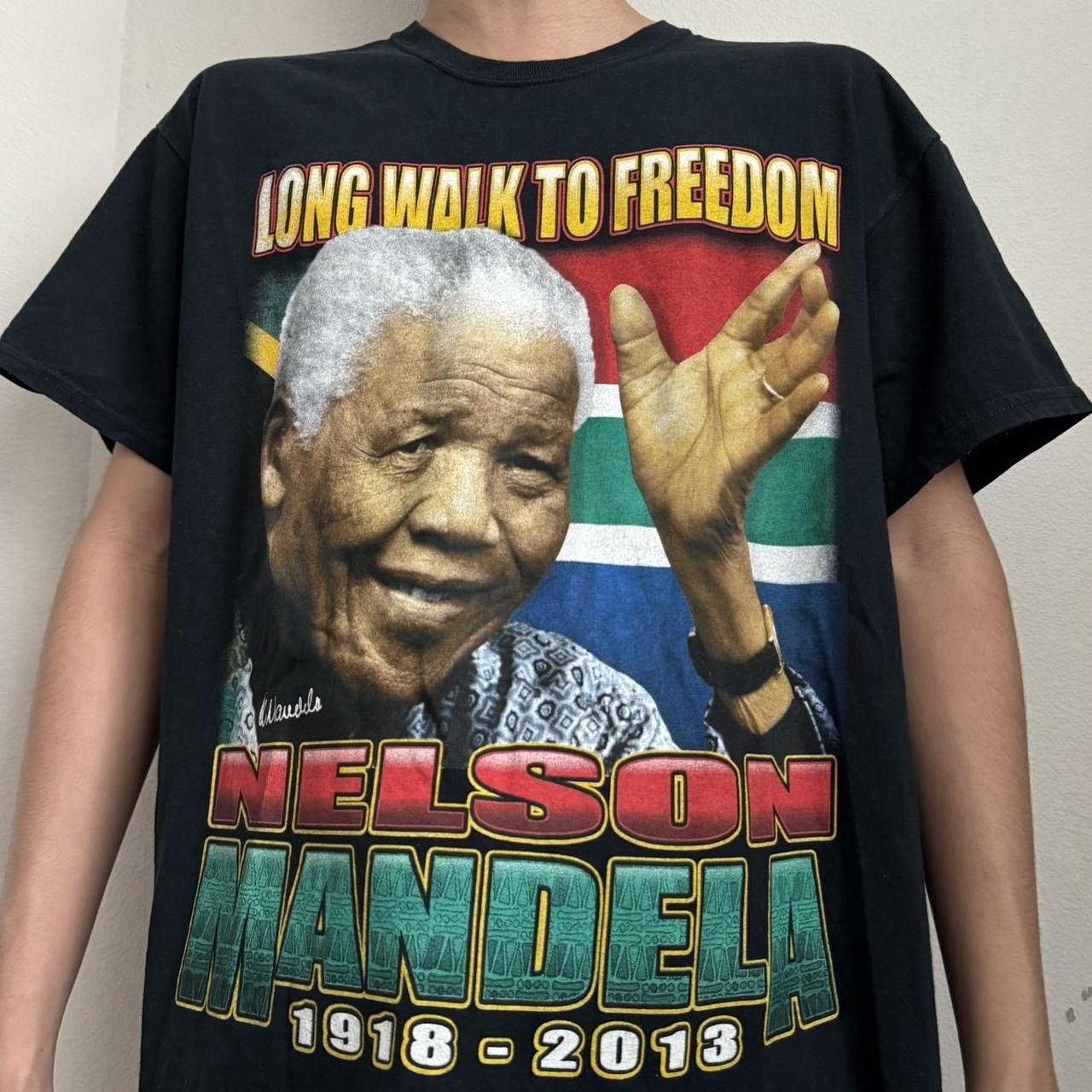 Vintage Vintage Nelson Mandela 2000s Graphics Black Tee Shirt | Grailed