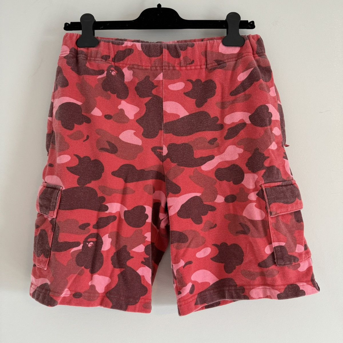 Bape OG Bape Red Camo Cargo Sweat Shorts Nerd | Grailed