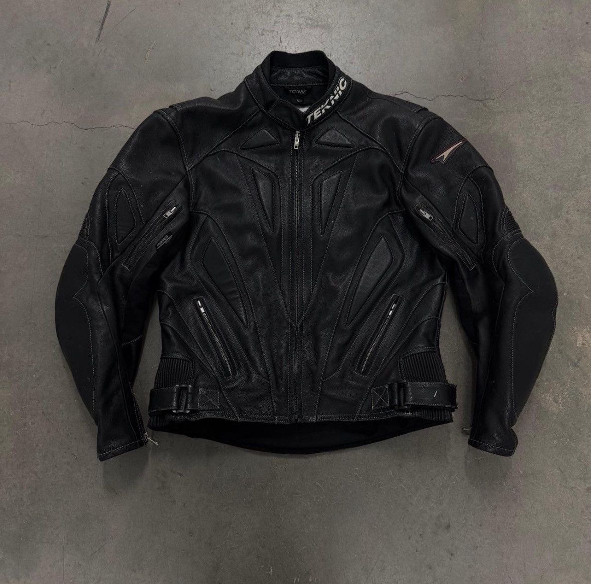 Vintage Teknic Motorcycle Racing Leather Jacket, Black, Men's | Grailed