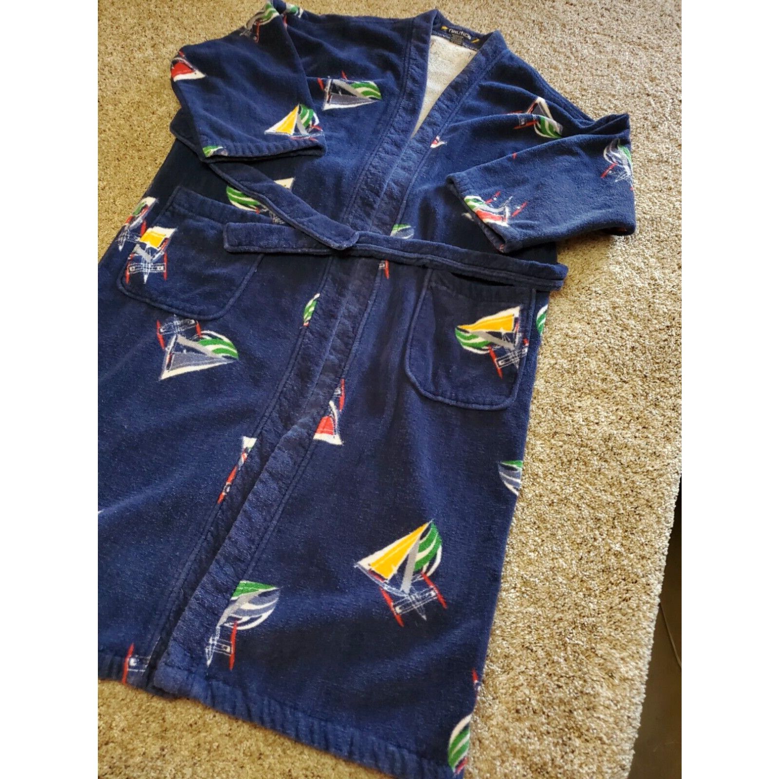 Nautica Vintage Nautica Robe Mens One Size Blue Sail Boat Cotton ...