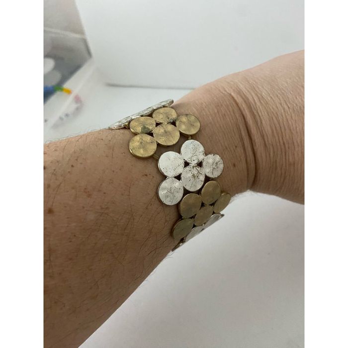 Generic Pretty silver and gold tone honeycomb cuff bracelet | Grailed