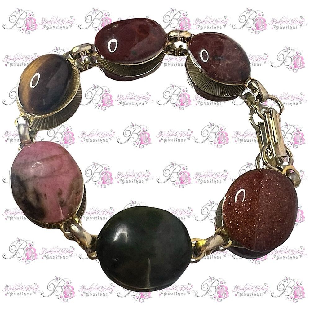 Handcrafted 1940s scarab bracelet EGYPTIAN STYLE GOLD real gem stone he ...