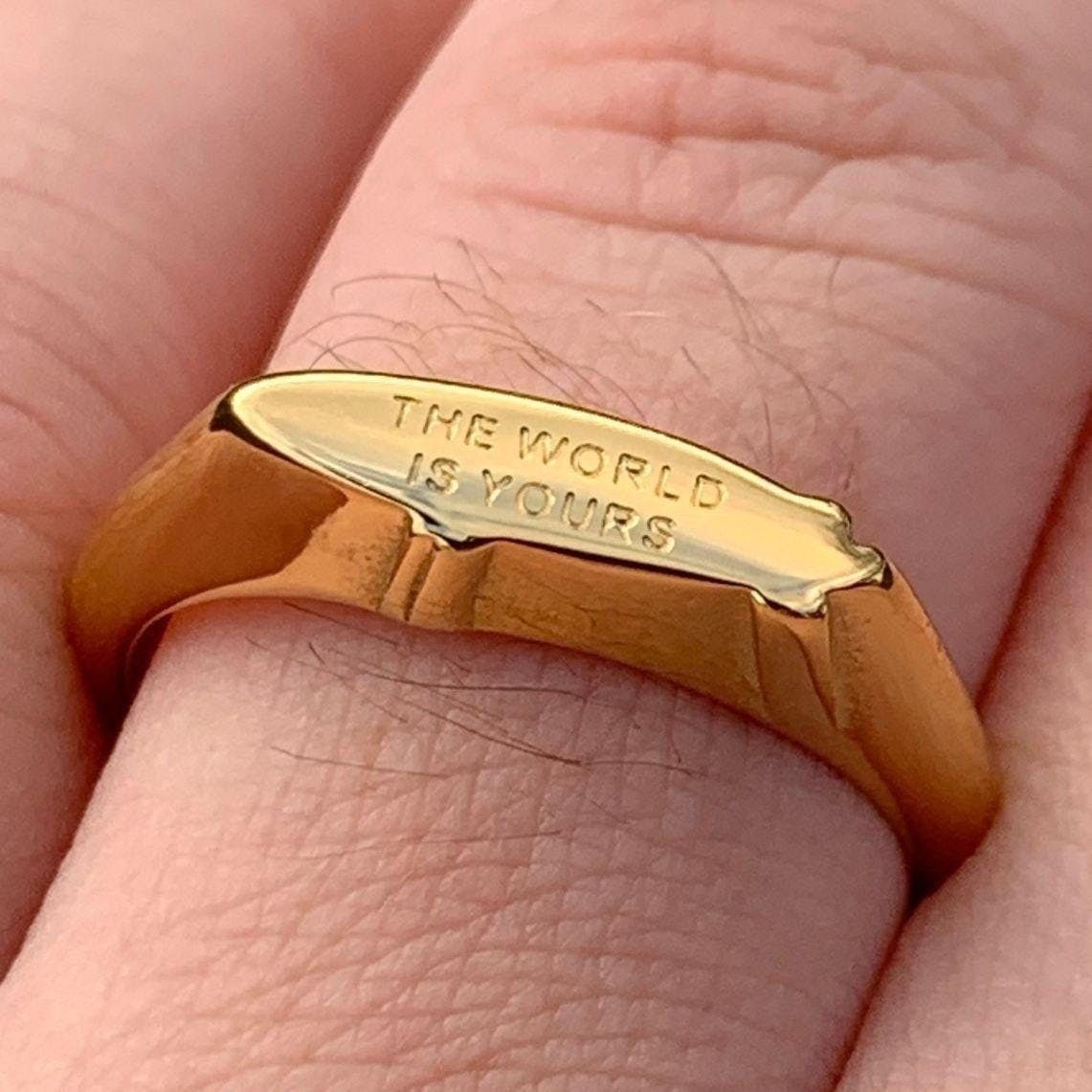 Cuban Link Chain Scarface Blimp Ring The World Is Yours Gold | Grailed