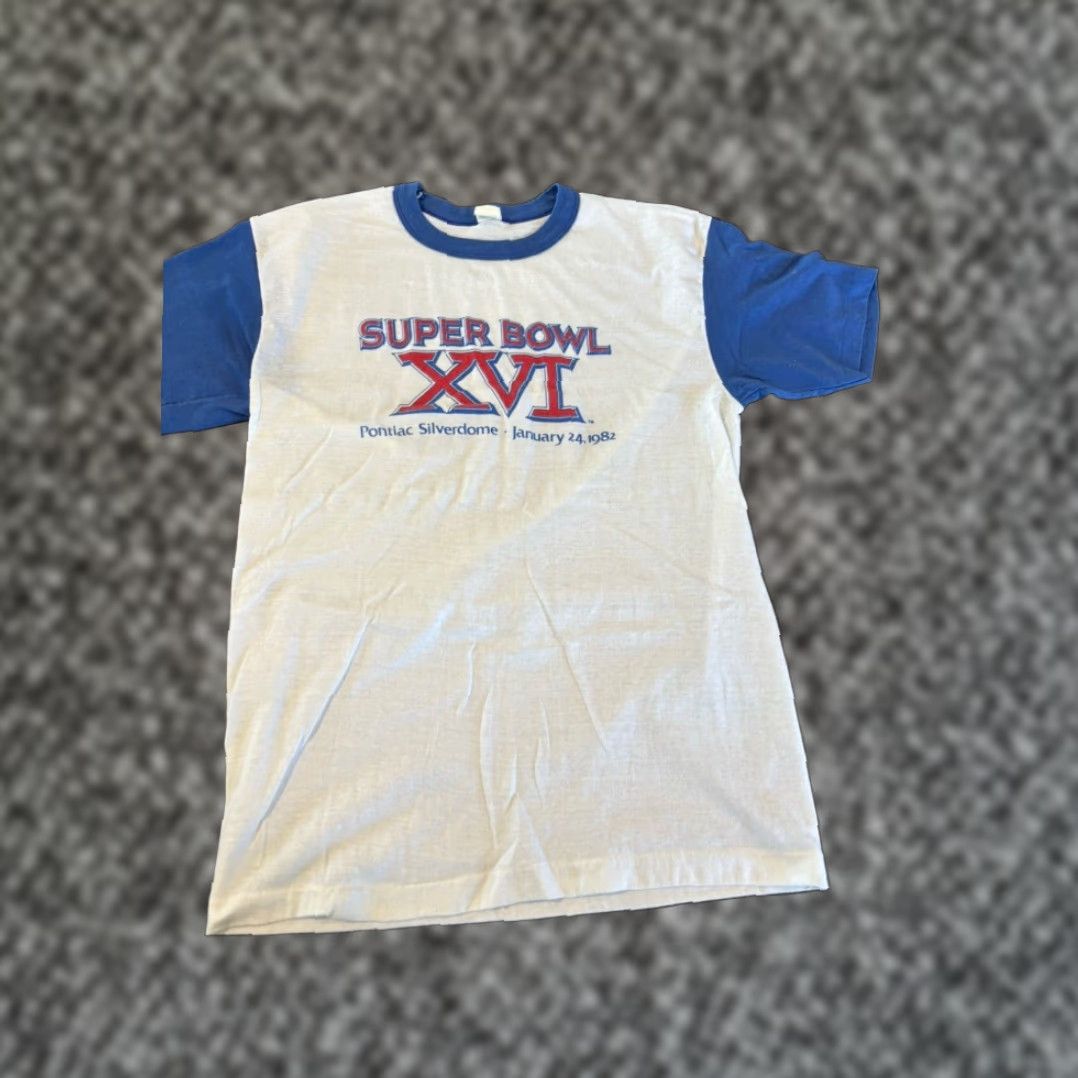 NFL VINTAGE 1982 Trench NFL Super Bowl XVI Ringer Graphic T Shirt Adult ...