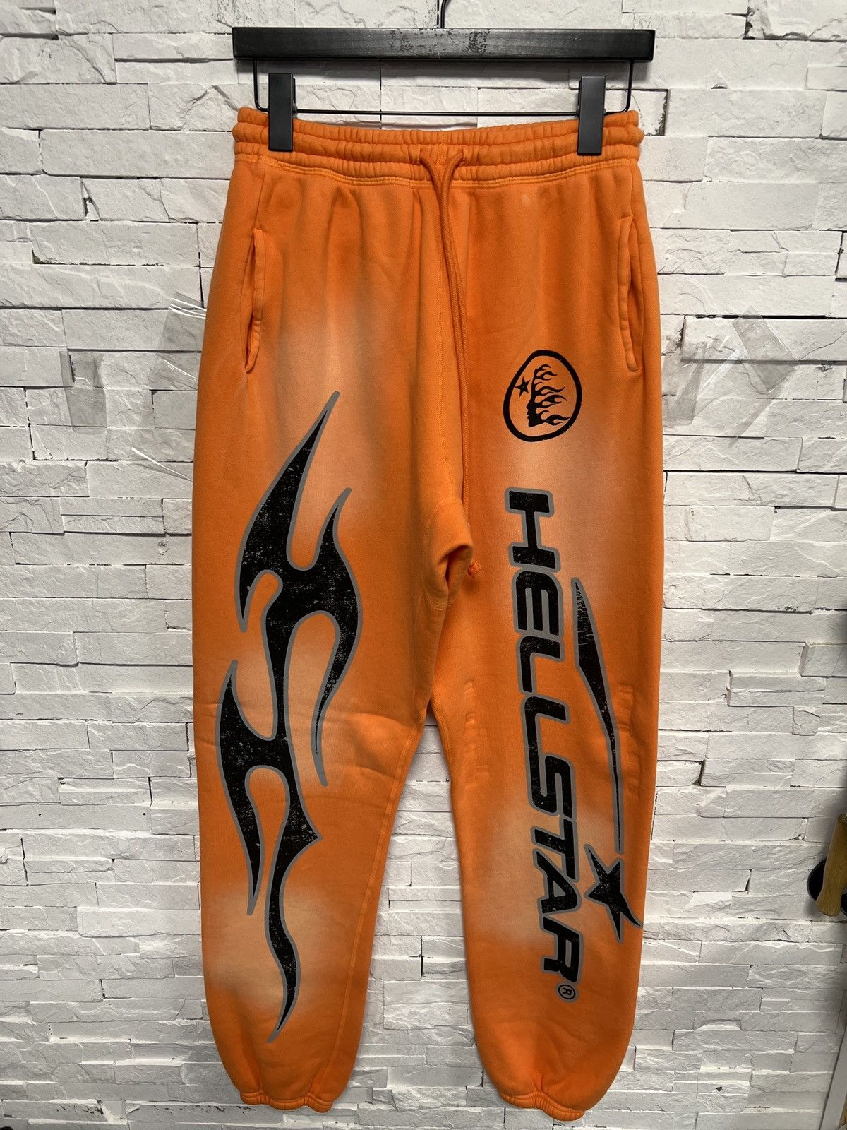HELLSTAR Hellstar Fire Orange Dye Closed Elastic Bottom Sweatpants ...