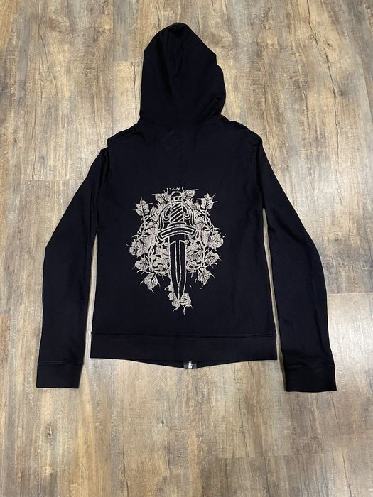 Chrome Hearts RARE Chrome Hearts Vine Dagger Logo Black Zip Up Hoodie ...