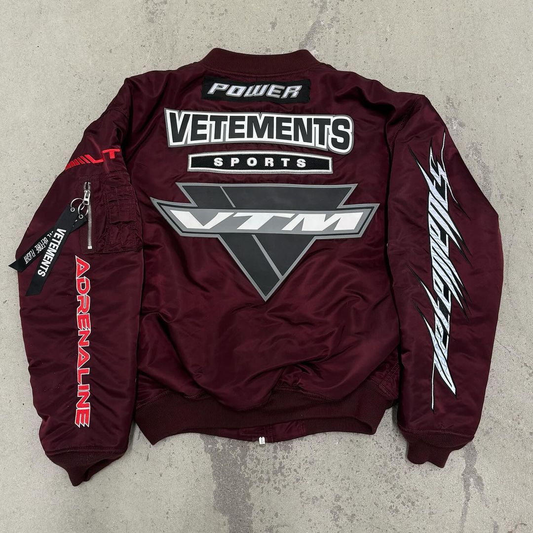 Vetements Vetements Racing Bomber Jacket Alpha Industries Maroon Red ...