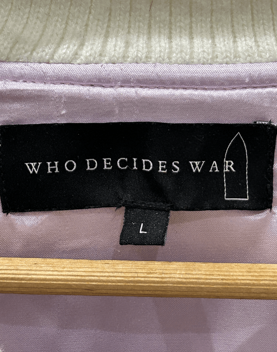 Who Decides War WHO DECIDES WAR Namesake Embroidered Varsity Jacket ...