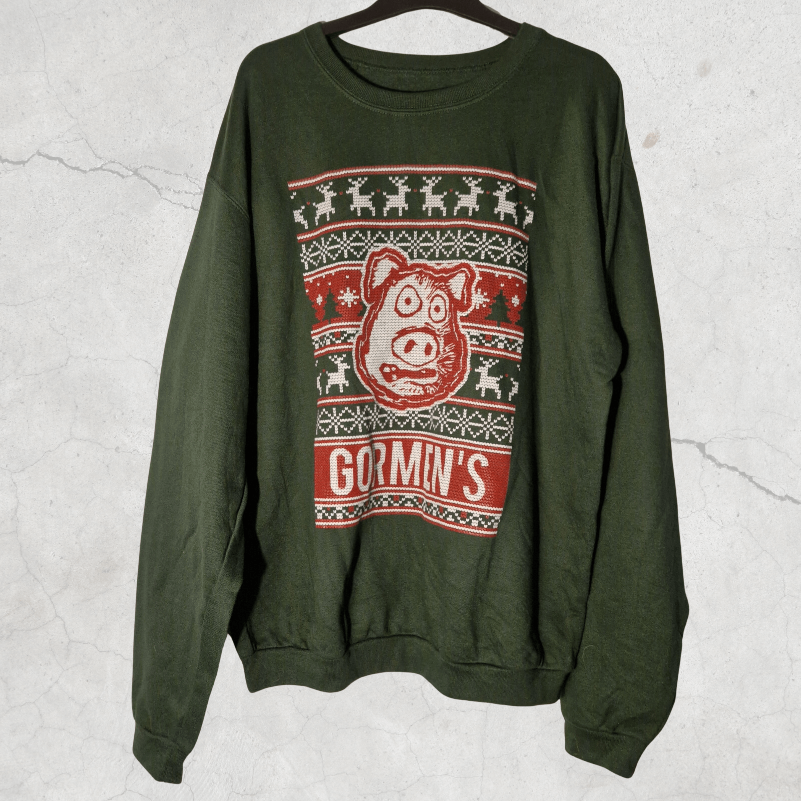 Retrofit × Vintage GORMEN'S Ugly Green Xmas Sweater - Funny Print ...