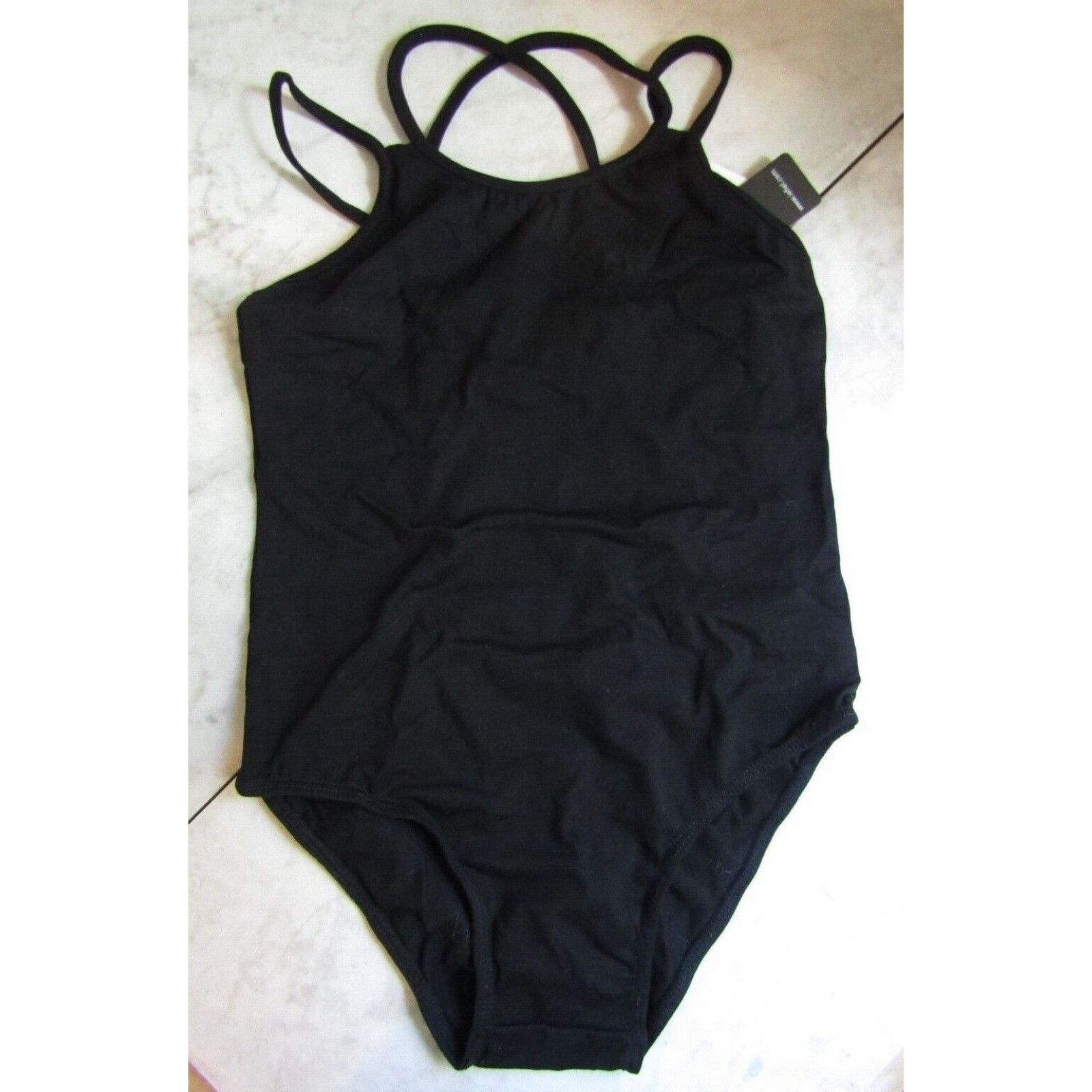 Vintage NIB iEFiEL Dance Black Leotard Stretch Strappy Children's Size ...