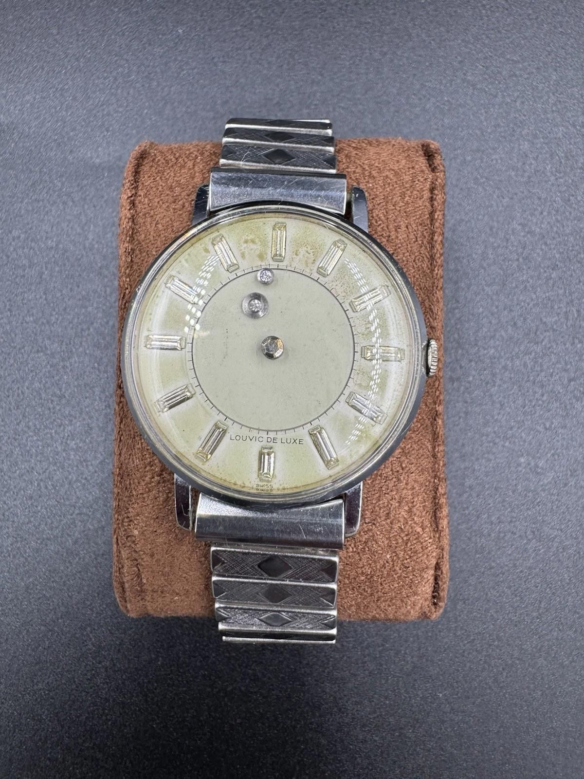 Designer Vintage 1960’s Louvic De Luxe Swiss Made Watch Mystery Dial ...
