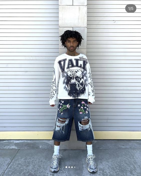 Streetwear GV GALLERY RASPBERRY HILLS CHERRY BLOSSOM FLOWER JORTS | Grailed