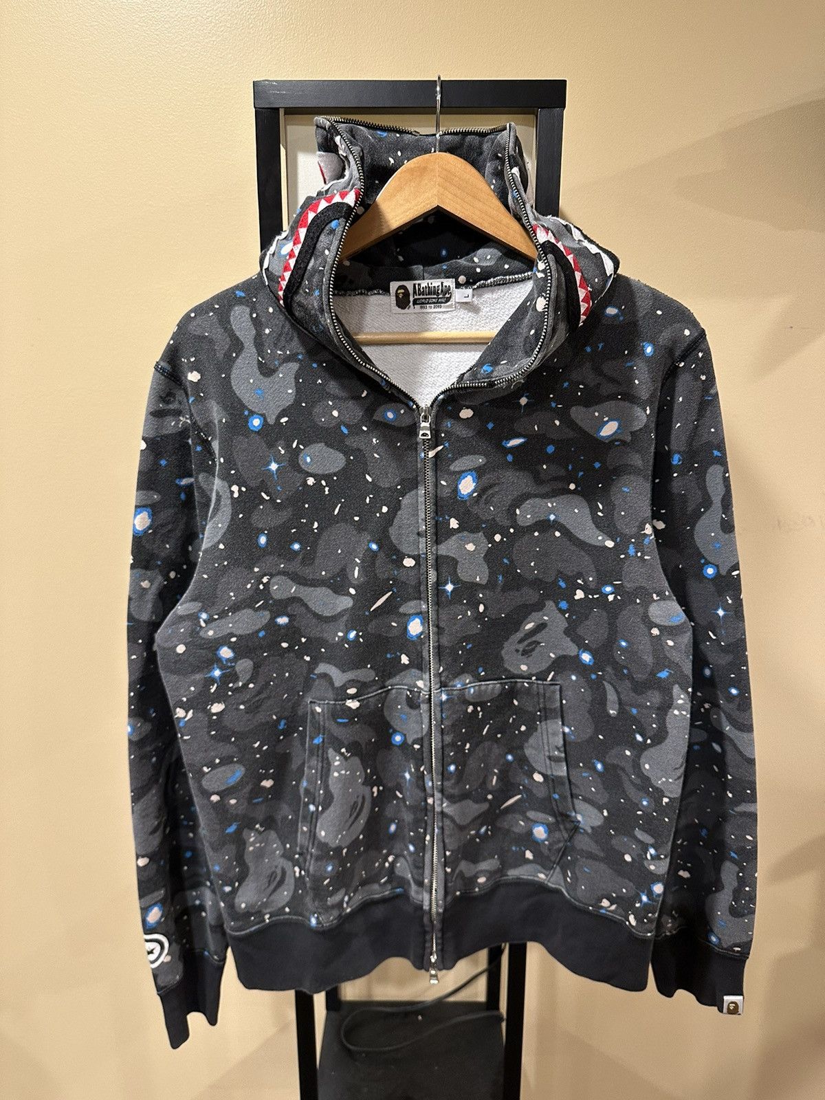 Bape A Bathing Ape Bape Space Galaxy Camo Shark Zip Up Hoodie | Grailed