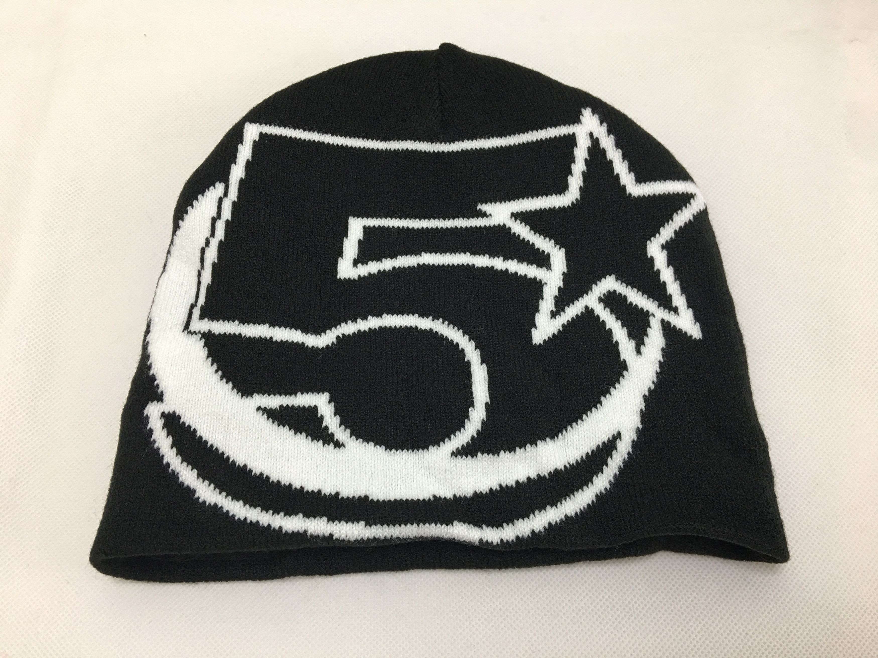 Japanese Brand 5 Star Emoji Face Graphic Y2K Reversible Beanie Hat ...
