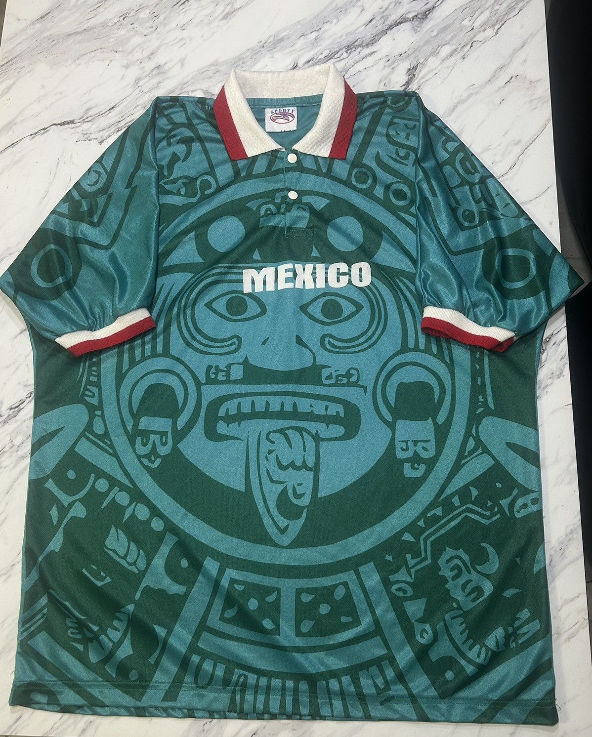 Soccer Jersey × Vintage Vintage Mexico National Team Aztec AOP Soccer ...