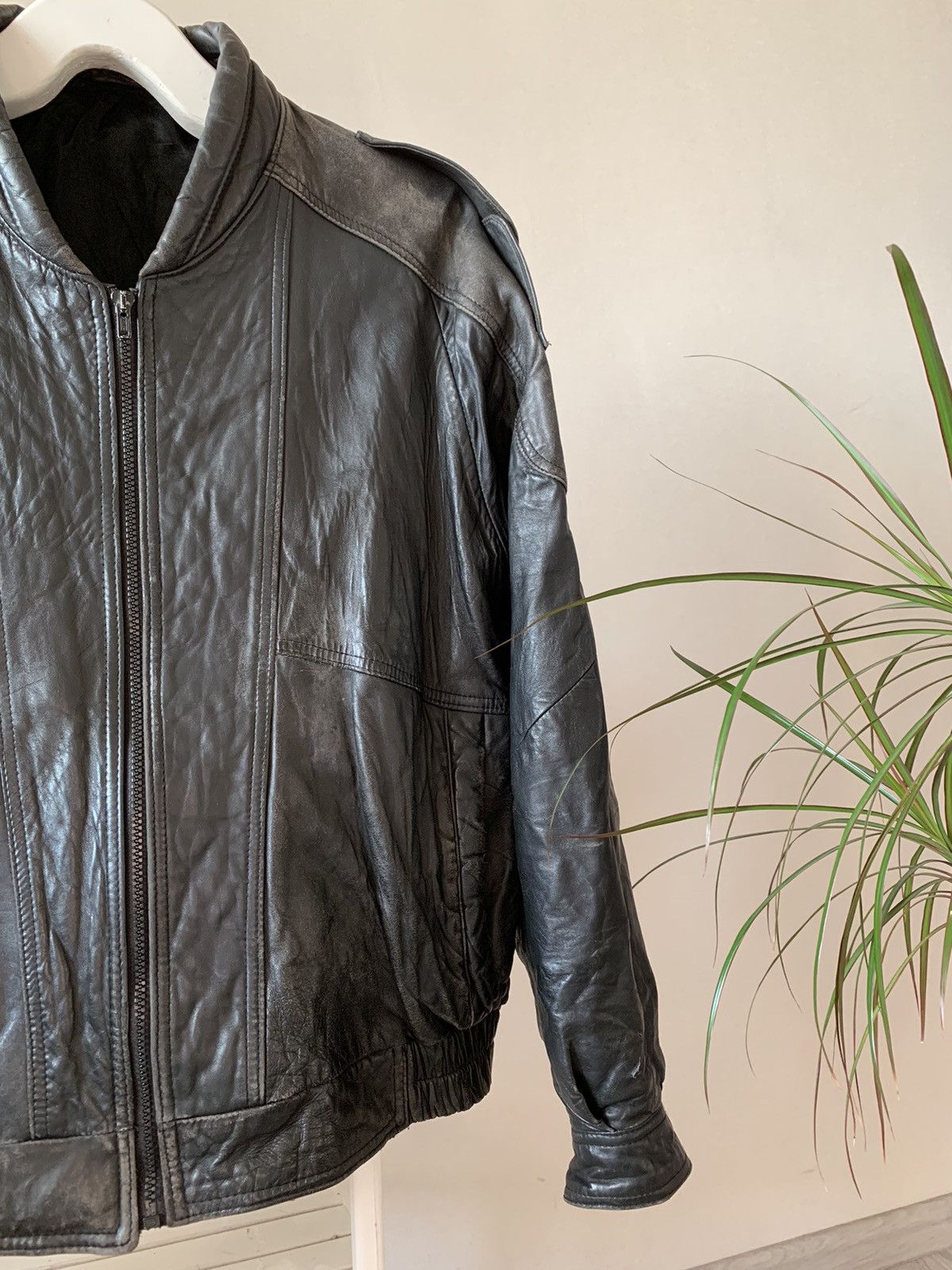 Genuine Leather × Japanese Brand × Leather Jacket 90s’ Y2K faded washed ...