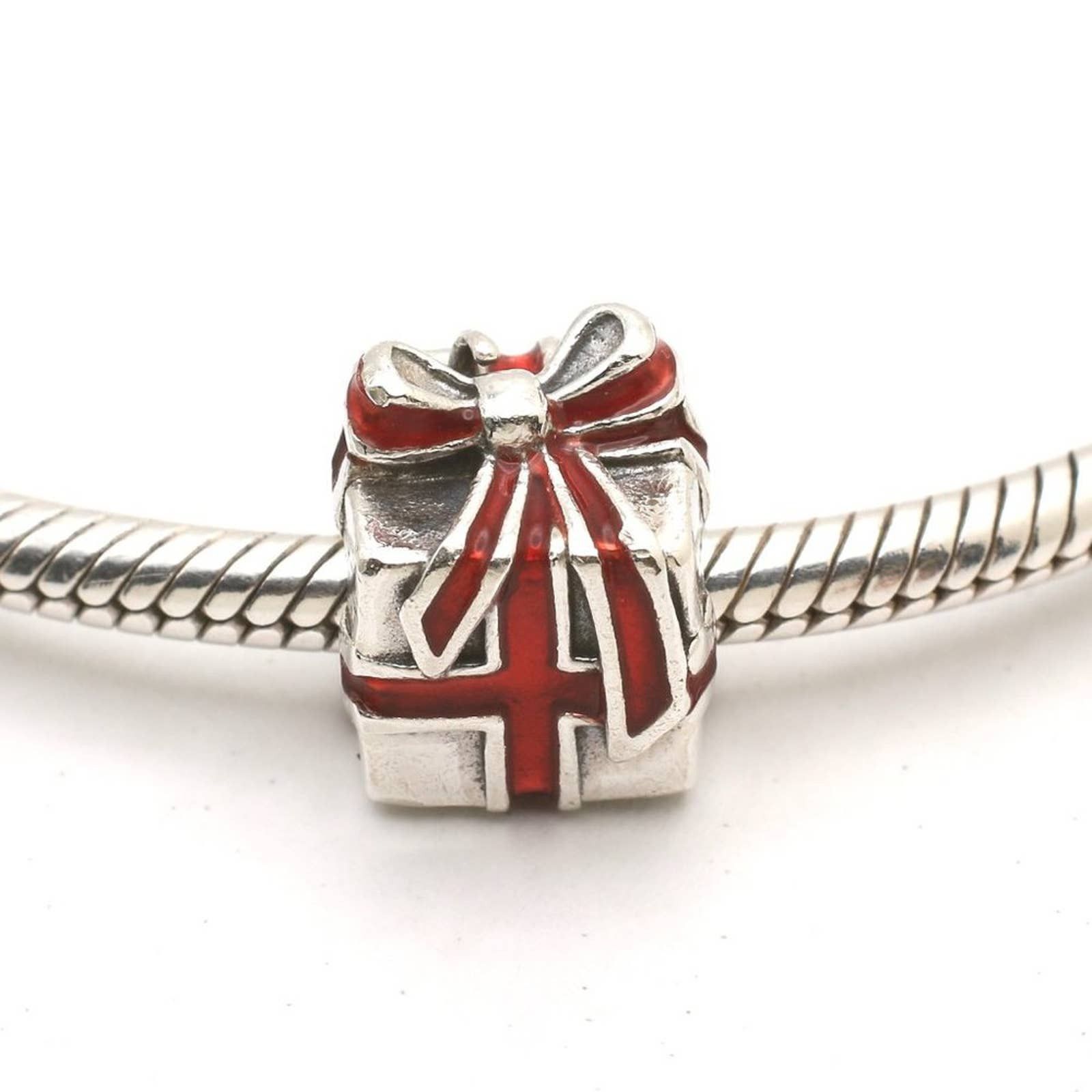 pandora Authentic PANDORA Red Enamel Present Charm | Grailed