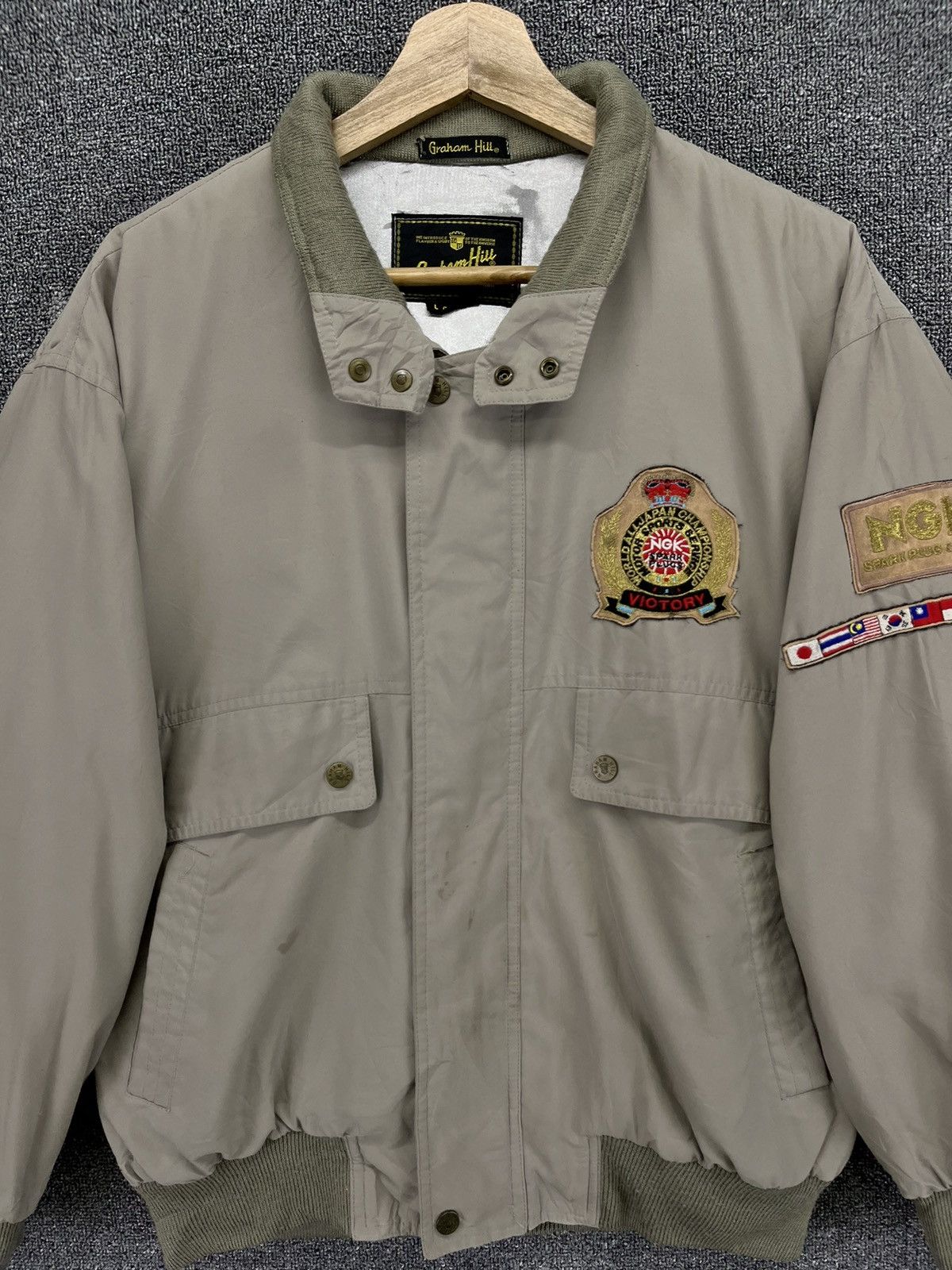 Japanese Brand Vintage Graham Hills NGK Spark Plug Bomber Style Jacket ...