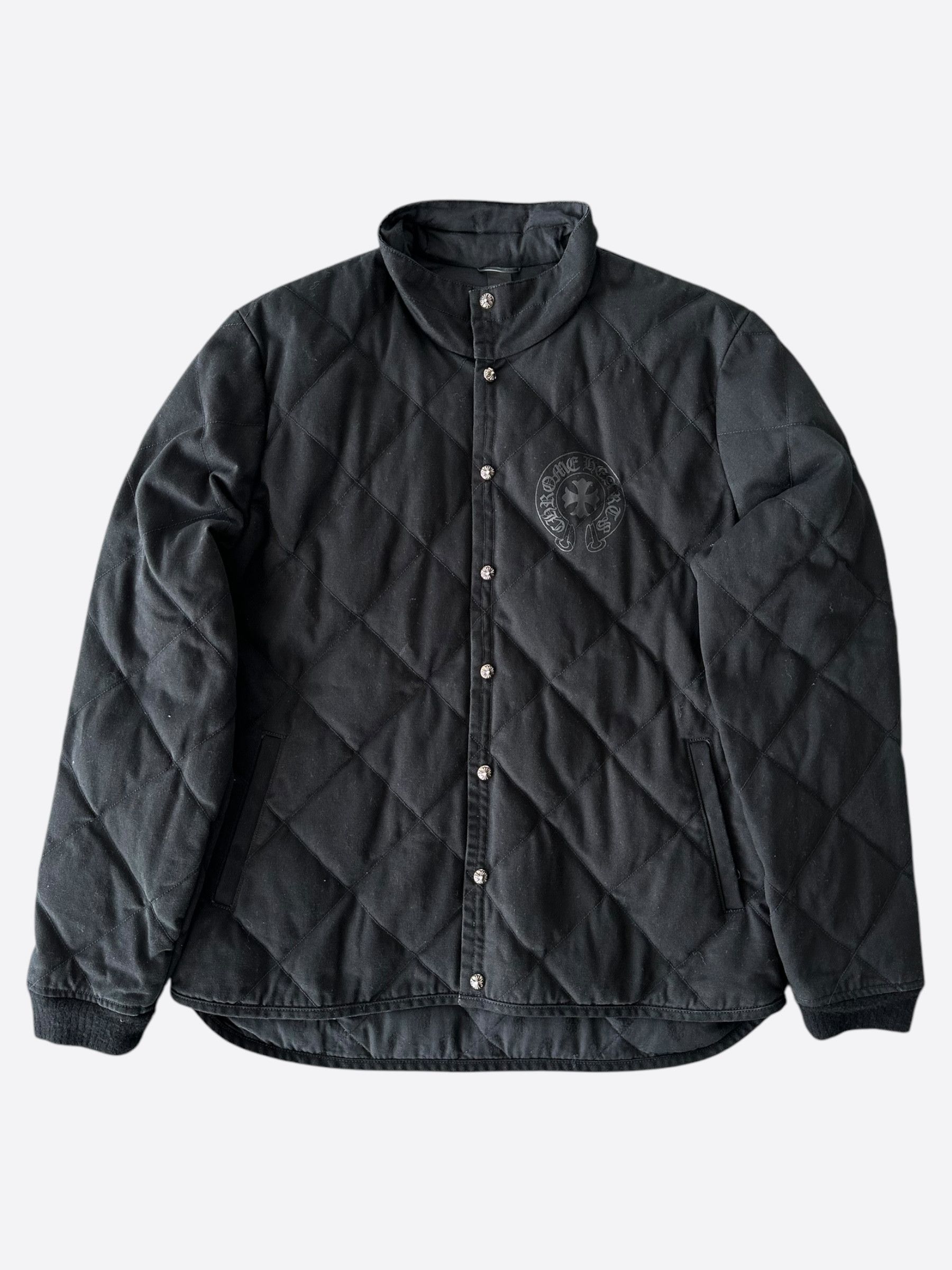 Chrome Hearts Chrome Hearts Black Quilted Horseshoe Logo Jacket | Grailed