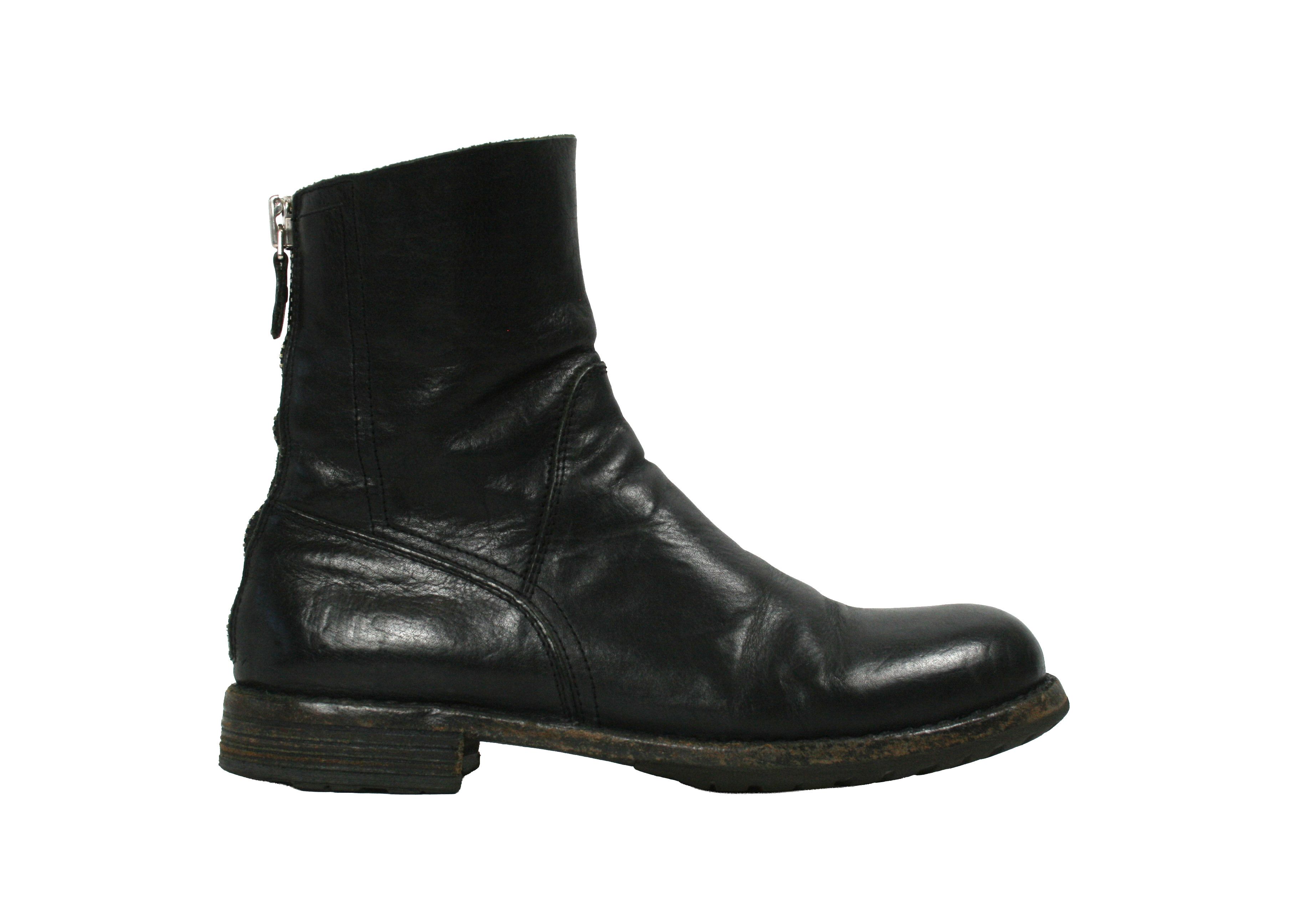 MoMA 00S Avant Garde Biker Leather Back Zip Boots Vintage | Grailed
