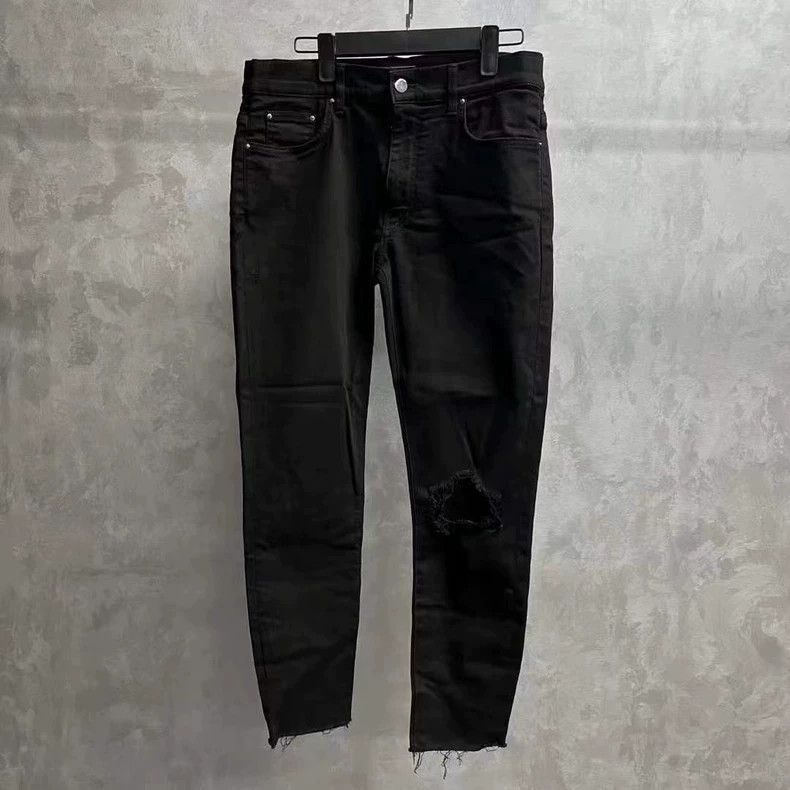 Amiri Amiri Black solid color one knee destruction design patch j | Grailed