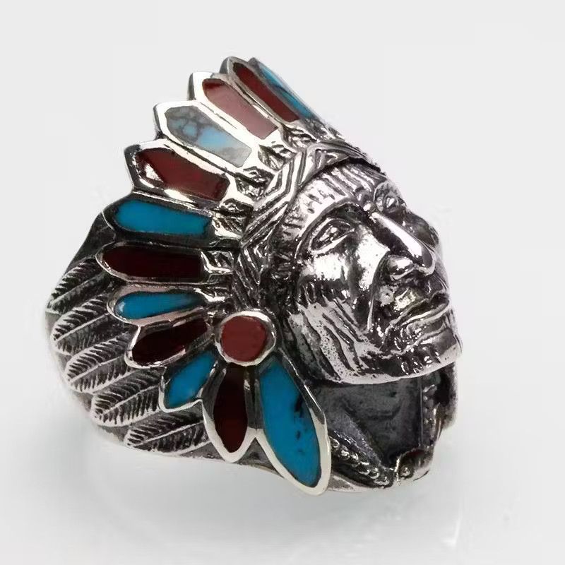 Streetwear Men's Finger Ring Indian Chief Anillos Indian Jewelry | Grailed
