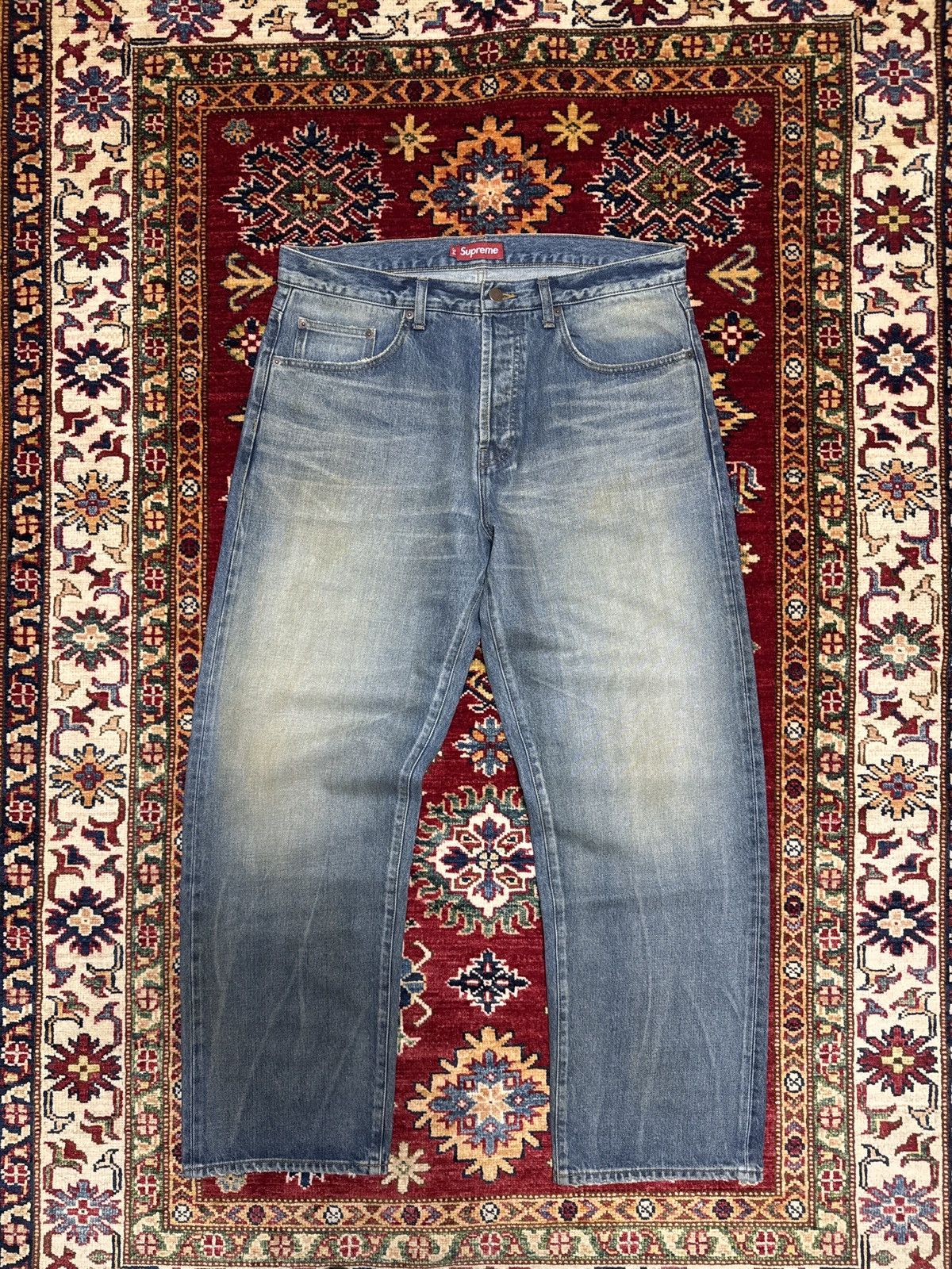 Supreme Supreme distressed loose fit selvedge jeans | Grailed