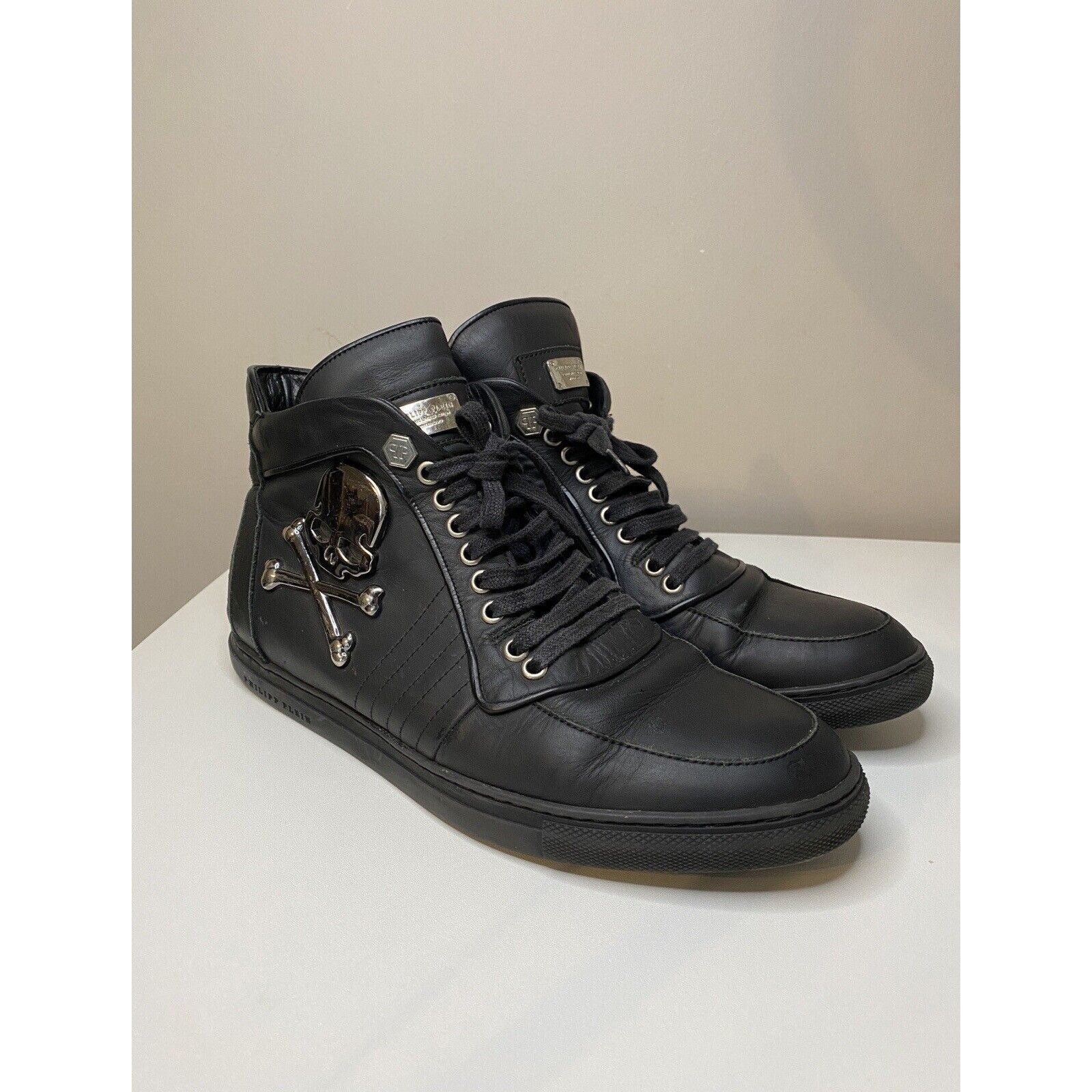 Philipp Plein Philipp Plein Men’s Hi-Top Sneaker Black Skull & Bones ...