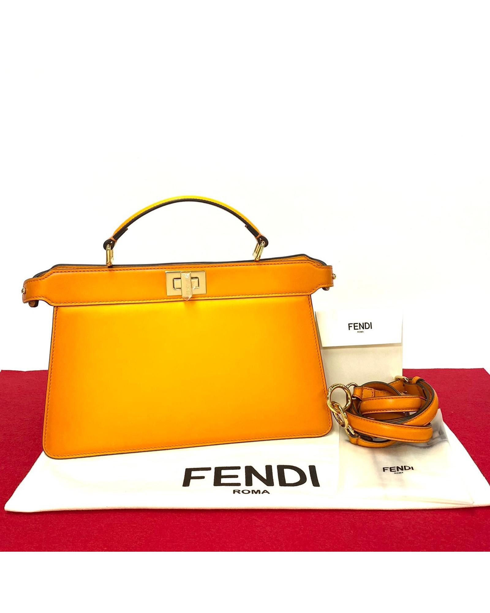 Fendi Orange Peekaboo Handbag with East-West Design - SA Condition ...