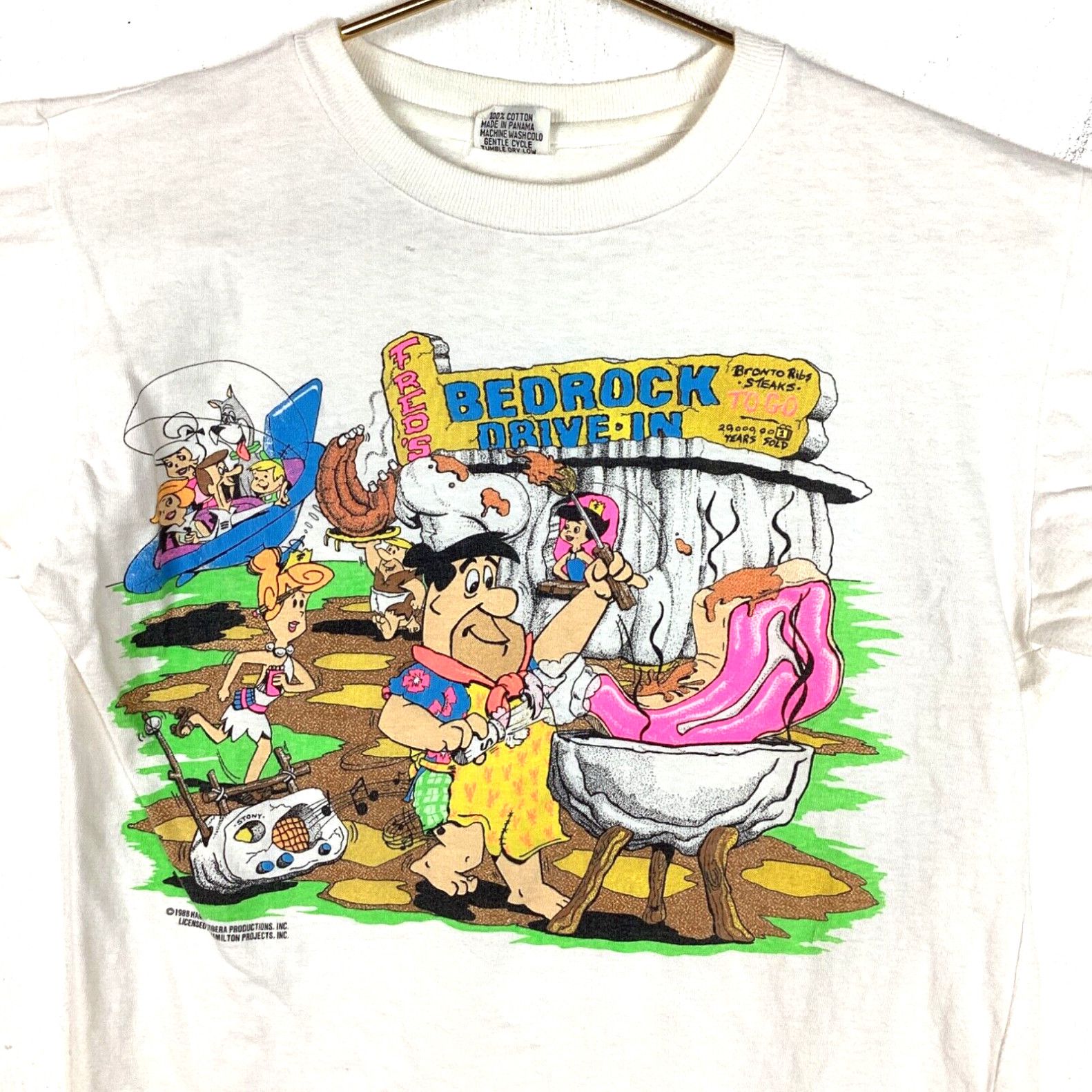 Fred Vintage The Flinstones T-Shirt Large Freds Bedrock Drive-in 1988 ...