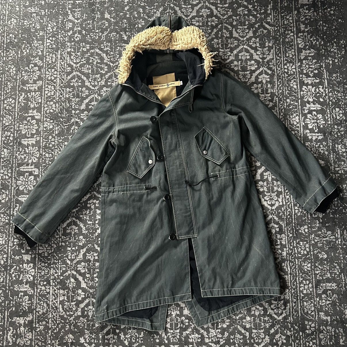 Fake London Genius Fake London Genius wax 00s vintage grunge style coat ...