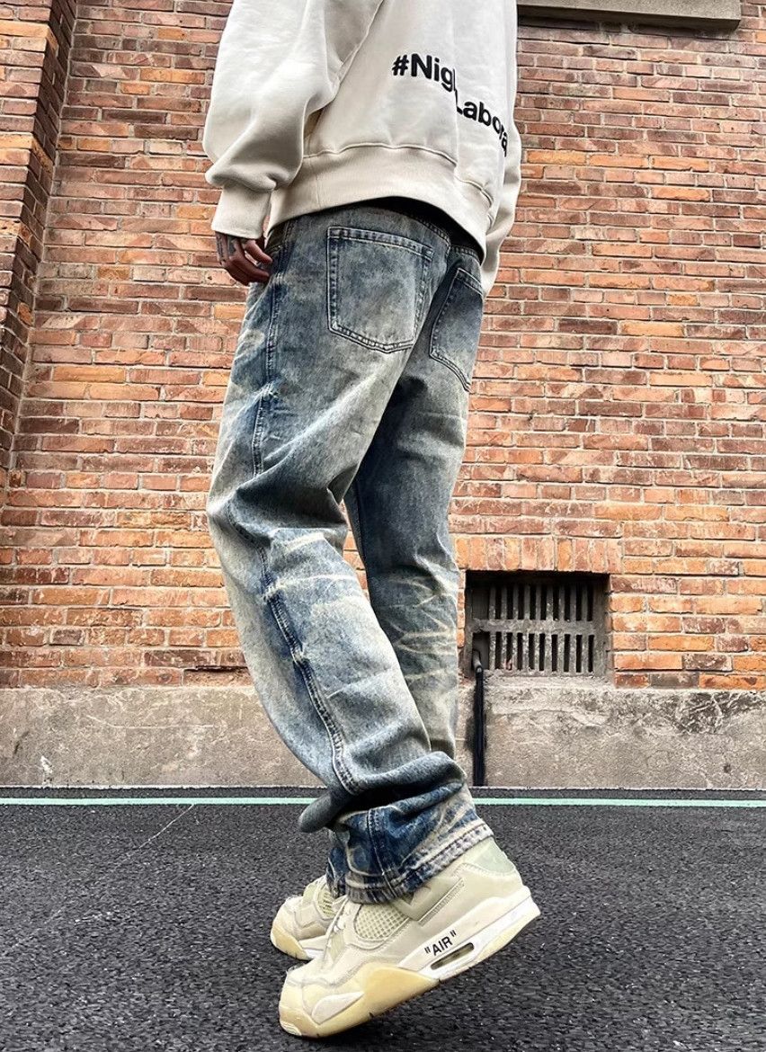 Japanese Brand × Jean × Streetwear Vintage washed ripple design rare ...