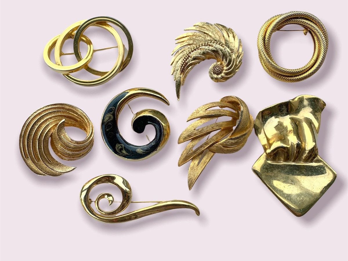 Vintage Costume Brooch Lot Gold Vintage High End Statement Jewelry ...