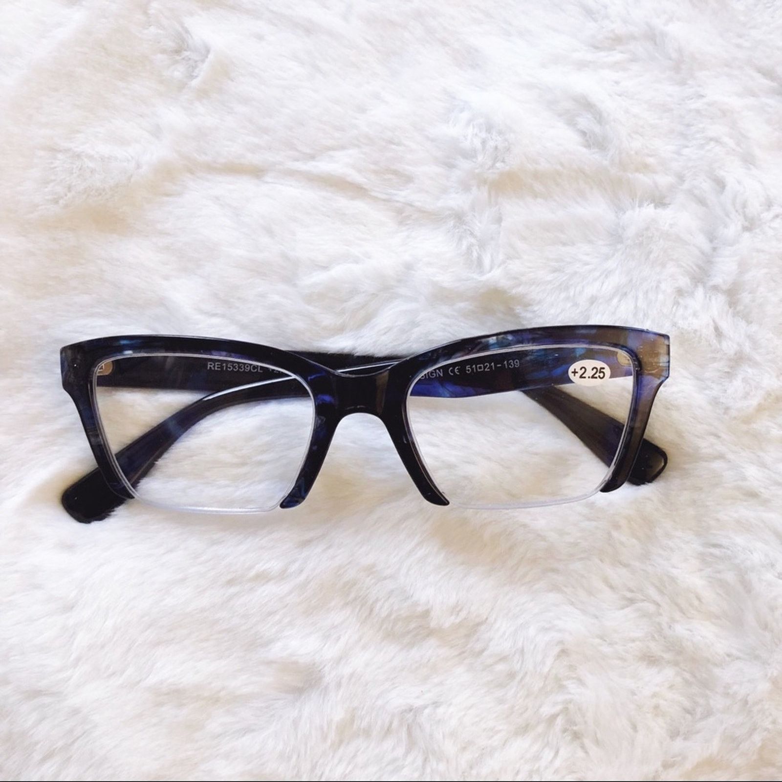 Other Brooke Blue Half Rim Rectangle Reader Glasses | Grailed