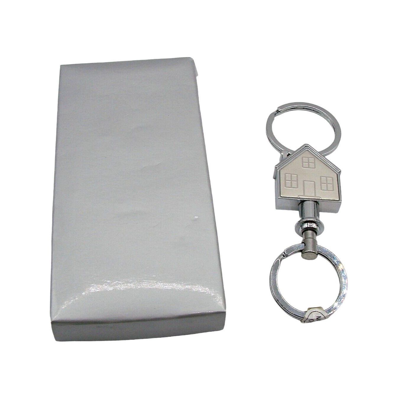 Vintage NEW House Shaped Metal Swivel Key Chain Detachable Housewarm ...