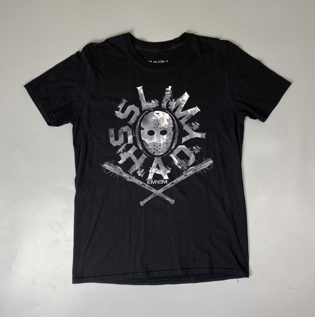 Band Tees × Eminem × Rap Tees Eminem Black t shirt centre logo | Grailed