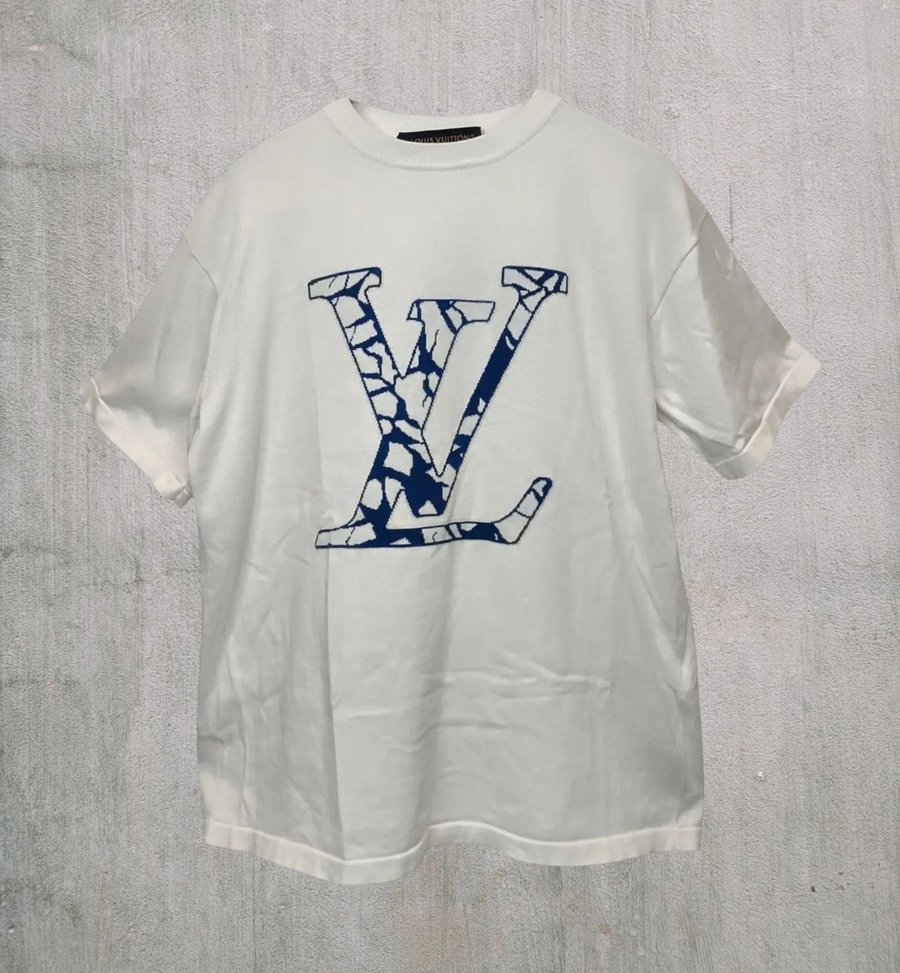 Louis Vuitton Louis Vuitton LV Ice Milk Monogram Intarsia T-Shirt ...