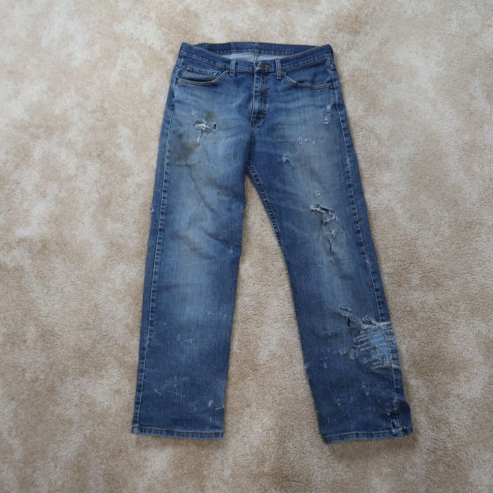 Wrangler Wrangler Relaxed Straight Jeans Men’s 32x30 Distressed Blue ...