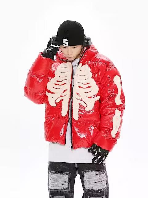 Japanese Brand × Streetwear Skeleton Puffer Jacket Red | Grailed