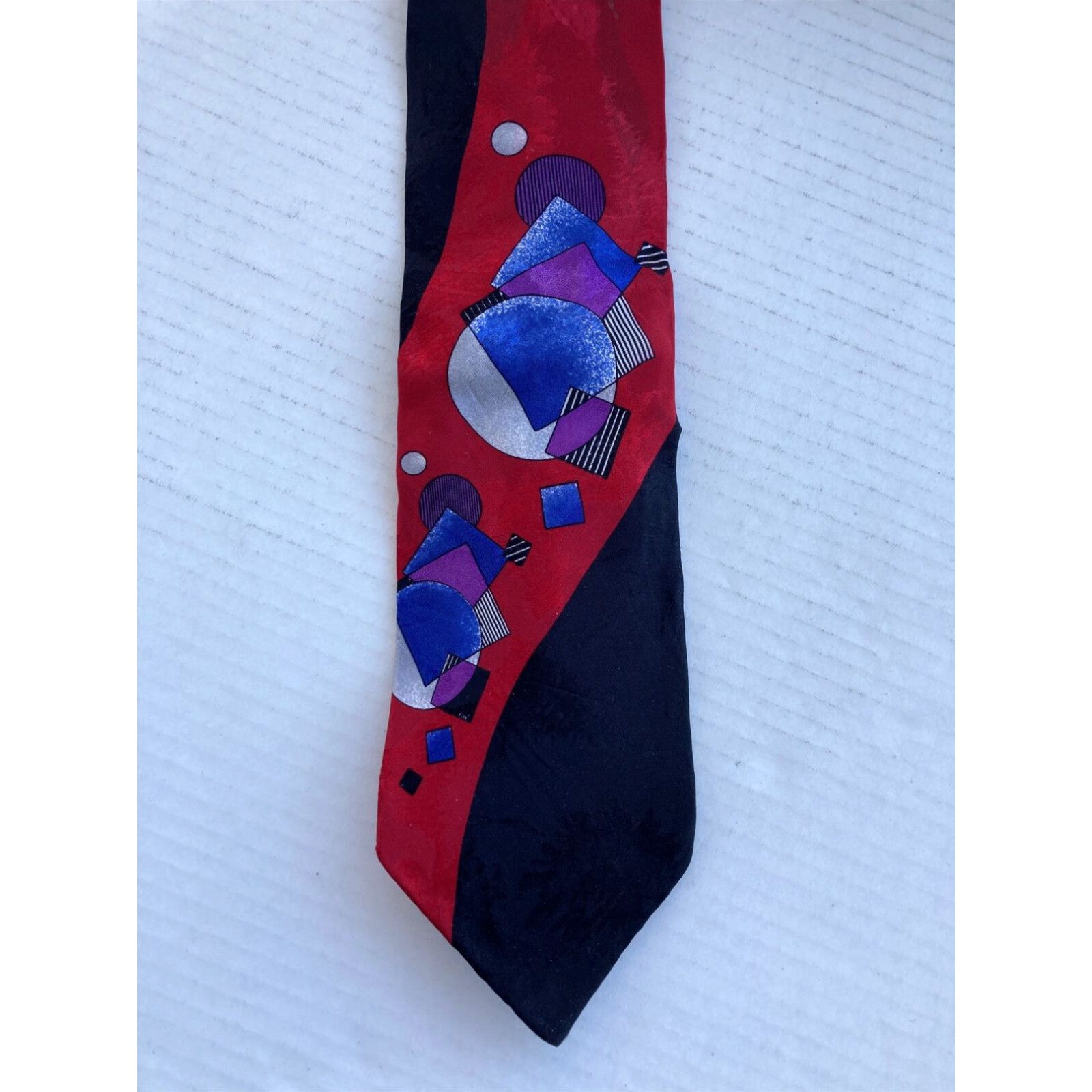 Vintage Italian Made Silk Necktie for Men with Abstract Geometric ...