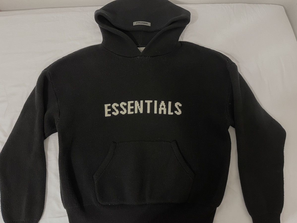 Essentials × Fear of God Essentials Knit Hoodie Black SS21 | Grailed